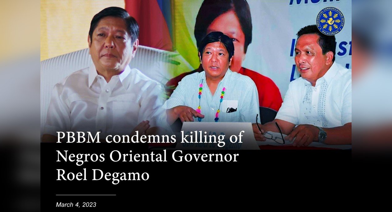 PBBM condemns heinous killing of Degamo