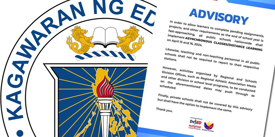 DepEd: No face-to-face classes nationwide on April 15 and 16