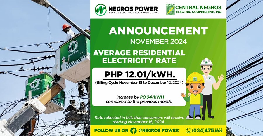 Negros Power hikes rate by P0.94/kilowatt-hour