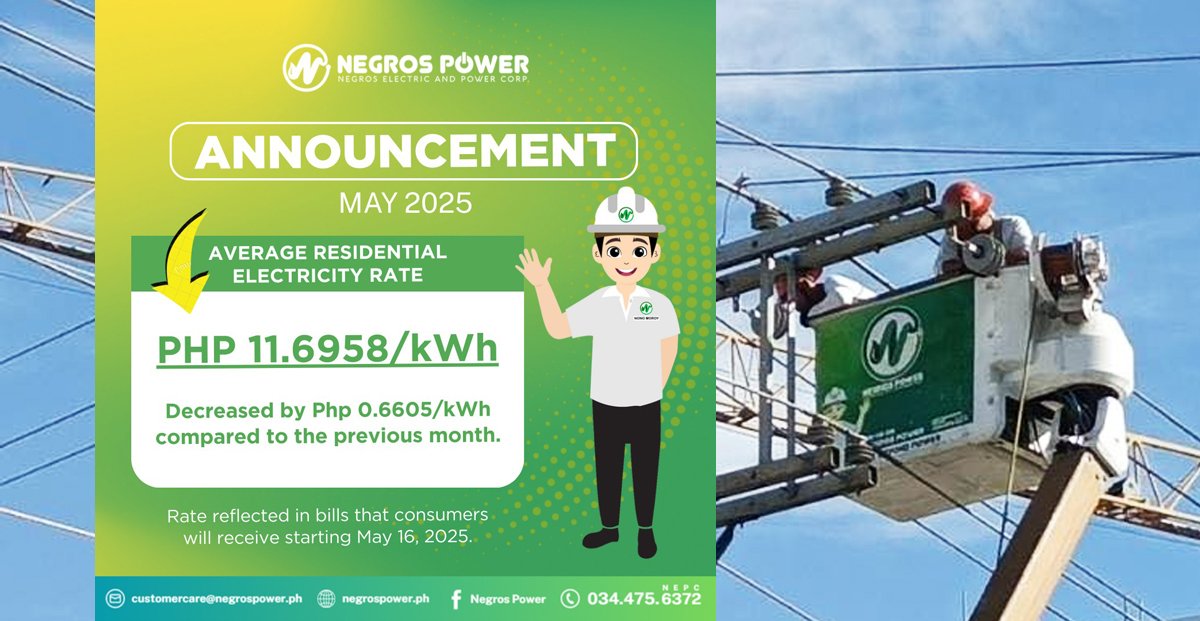 Negros Power rates down by P0.66/kWh